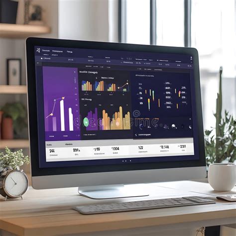 Data Analytics Dashboard On Modern Desktop Computer Stock Illustration Illustration Of Finance