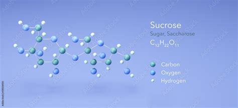 Sucrose Saccharose Sugar Molecular Structure 3d Rendering