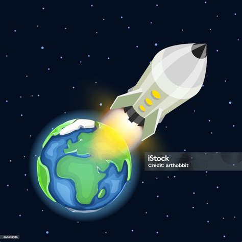우주 로켓 발사입니다 시작 창의적인 아이디어 벡터 일러스트 레이 션 Launch Party에 대한 스톡 벡터 아트 및 기타