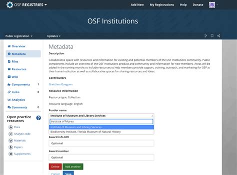 add metadata to your osf registration osf support