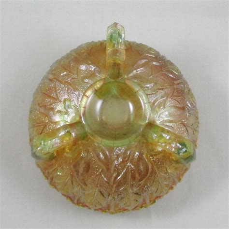 Antique Fenton Lime Green Opal Fentons Flowers Carnival Glass Rose