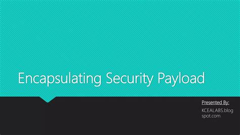 Encapsulating Security Payload In Cryptography And Network Security Pptx