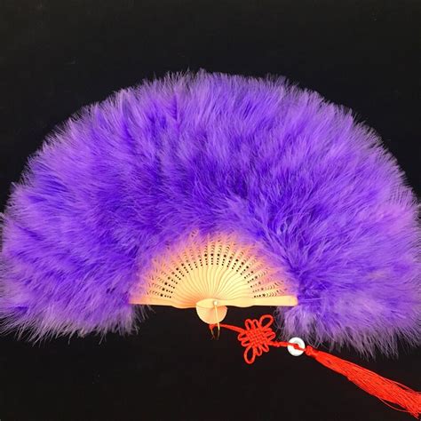 Badu Bg Дамски сгъваеми пухкави ръчни ветрила с пера ръчно изработени танцови сватбени партита
