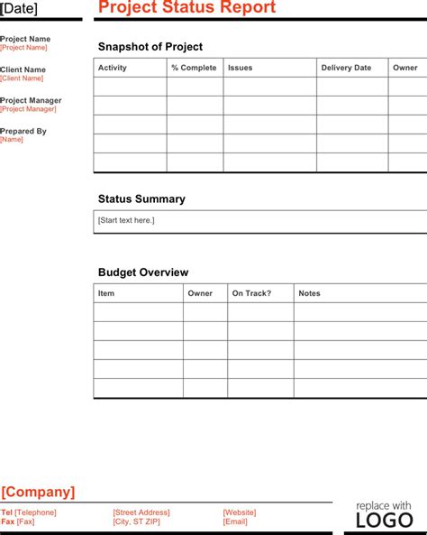 Project Report Template Template Free Download Speedy Template