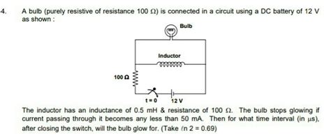 A Bulb Purely Resistive Of Resistance Omega Is Connected In A Cir