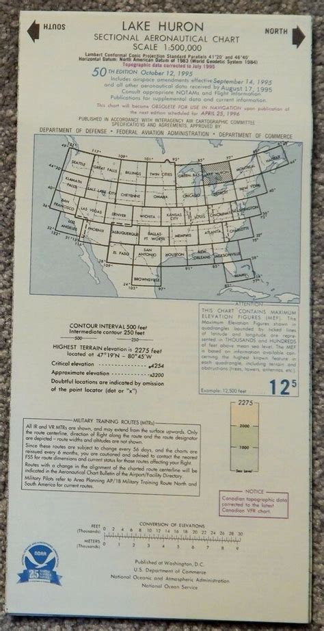Noaa Lake Huron Sectional Aeronautical Chart 50th Edition October 12