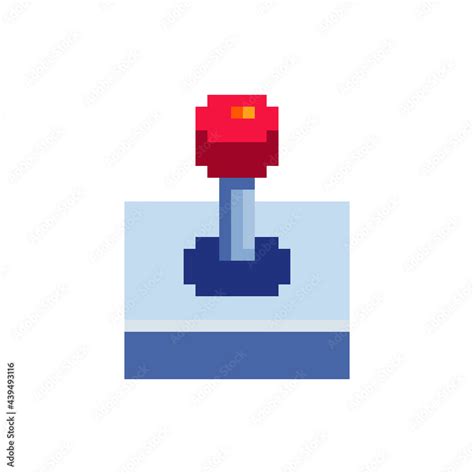Classic Red Arcade Game Joystick Icon Pixel Art Flat Style Old