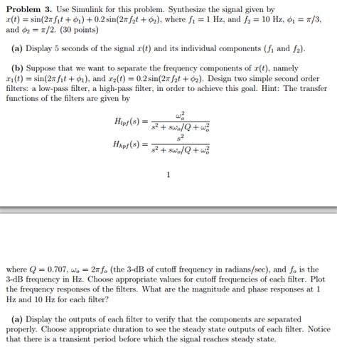 Problem 3 Use Simulink For This Problem Synthesize Chegg Com