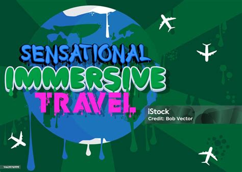 감각적인 몰입형 여행 텍스트가 있는 행성 지구 낙서 추상 현대 거리 예술 만화 공간 코스모스 벡터 그림 장식은 도시 그림 스타일로 수행됩니다 거리 예술에 대한 스톡 벡터