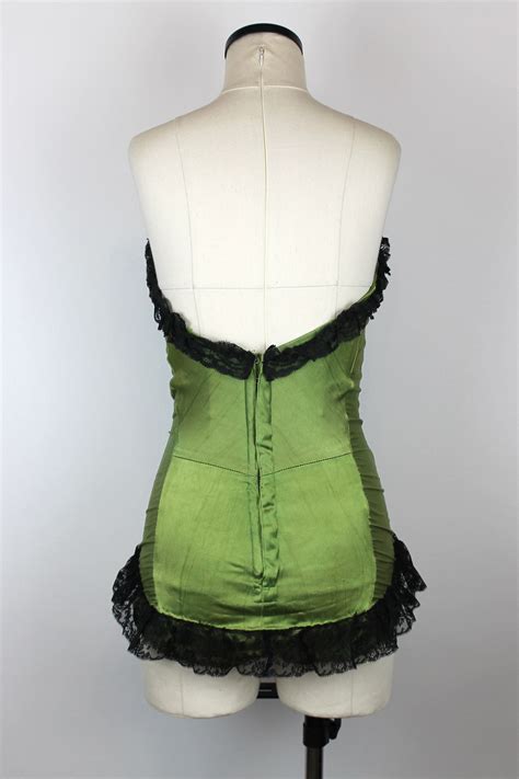 Rare 1960s Vintage Parisian Showgirl Costume By Charmis Green Retro