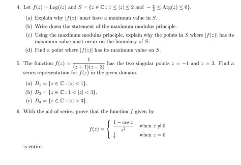 Solved Let F Z Log Iz And S ZC Z And Chegg Com