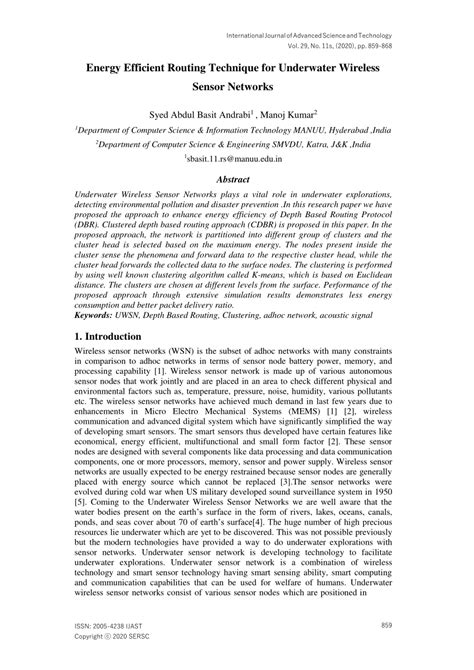 Pdf Energy Efficient Routing Technique For Underwater Wireless Sensor