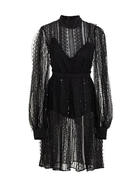 Elie Saab Sheer Lace And Sequin Embroidered Dress In Black Lyst