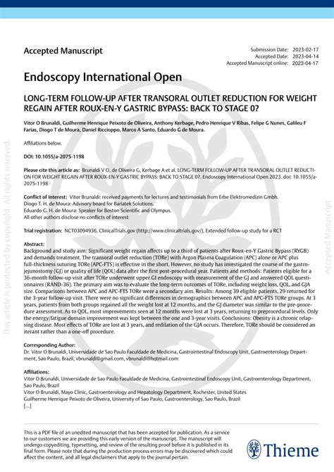 Pdf Long Term Follow Up After Transoral Outlet Reduction For Weight