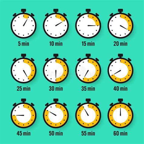 Stopwatch Icons Colorful Simple Chronometer Time Counter With Dial Stock Illustration