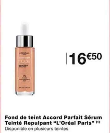 Promo Fond De Teint Accord Parfait Sérum Teinté Repulpant l oréal