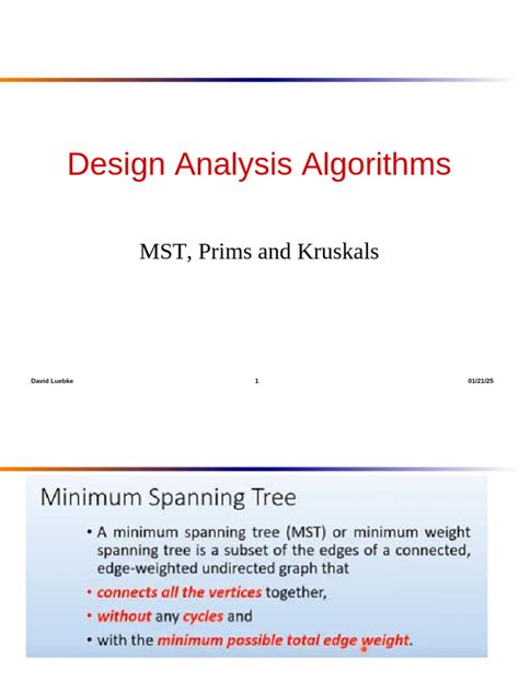 Lecture3 And 4 Mst Prims And Kruskal Pdf Computational Complexity Theory Algorithms And