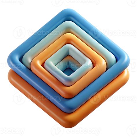 Romantic Dazzling Abstract Geometric Pattern Of Nested Squares Single Weight Stroke Flat