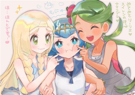 Lillie Lana And Mallow Pokemon And 1 More Drawn By Abekumayu
