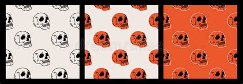 Set Of Seamless Patterns With Scull Stock Vector Illustration Of