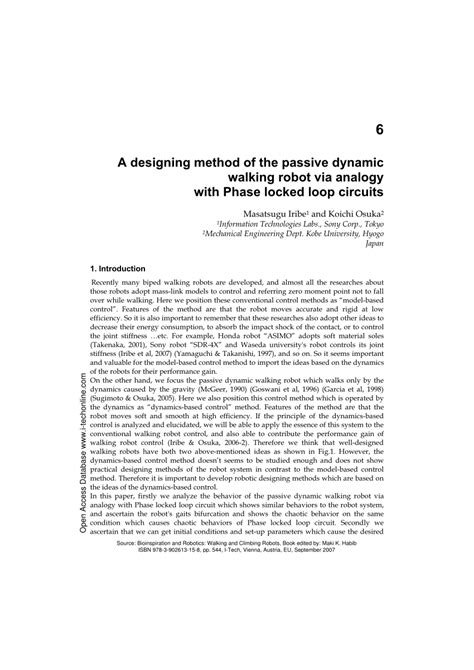 Pdf A Designing Method Of The Passive Dynamic Walking Robot Via