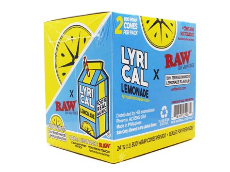 Raw X Lyrical Lemonade Bud Wrap 12 Tubes Per Box 2 Cones Per Tube