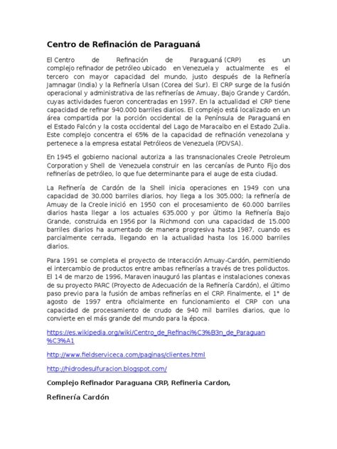 Centro De Refinación De Paraguaná Pdf Combustibles Ingeniería De