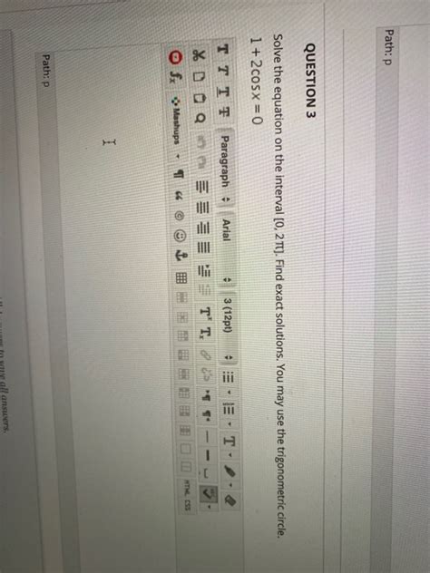 Solved Pathp Question 3 Solve The Equation On The Interval