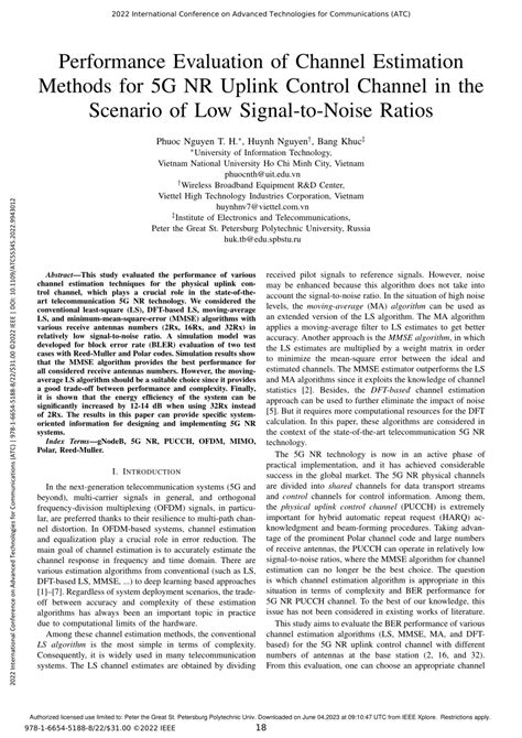 Pdf Performance Evaluation Of Channel Estimation Methods For G Nr