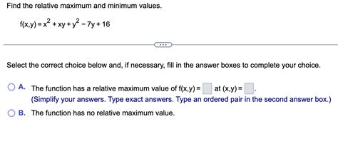Solved Find The Relative Maximum And Minimum Values