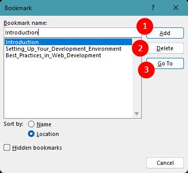 How To Insert List Locate And Manage Bookmarks In Word