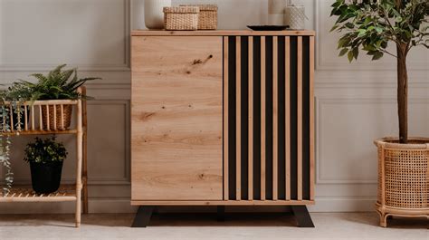 Kommode Artisan Eiche Anthrazit 80 Cm 2 Türen Medan