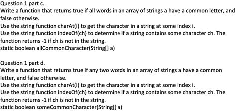 Solved Question Part C Write A Function That Returns True Chegg