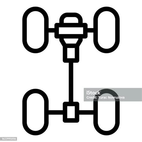 섀시 자동차 라인 아이콘입니다 자동차 바퀴 메커니즘 벡터 그림은 흰색으로 분리되어 있습니다 및 앱을 위해 설계된 자동 부품 개요
