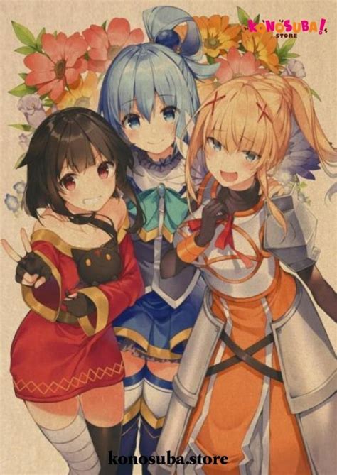 Cute Megumin Darkness Aqua Kraft Paper Poster Konosuba Store