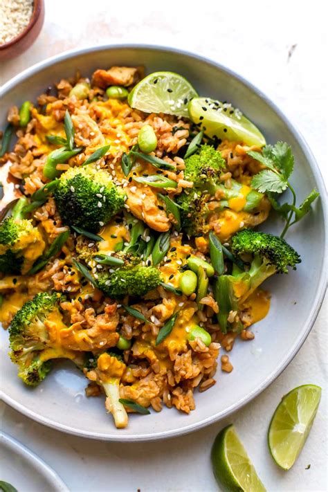 30 Minute Broccoli Fried Rice With Turmeric Tahini Sauce Dishing Out