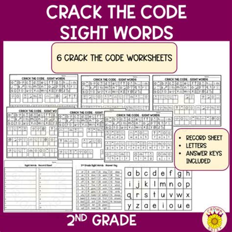 Crack The Sight Word Code Second Grade Cards And Worksheets Made By