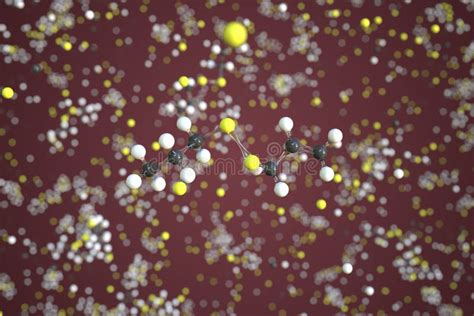 Allyl Propyl Disulfide Molecule Conceptual Molecular Model Chemical