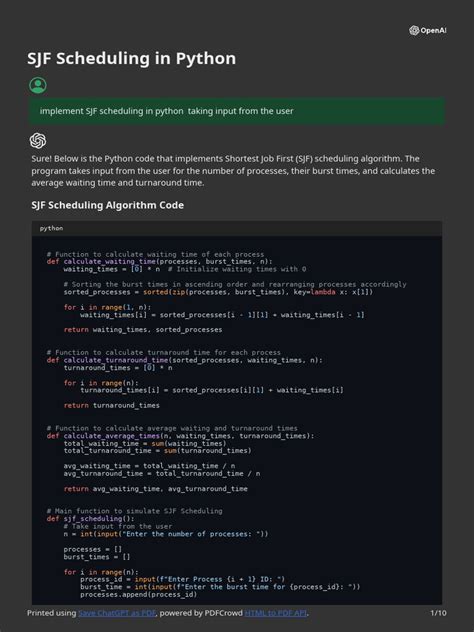 Sjf Scheduling In Python Pdf Scheduling Computing Applied Mathematics