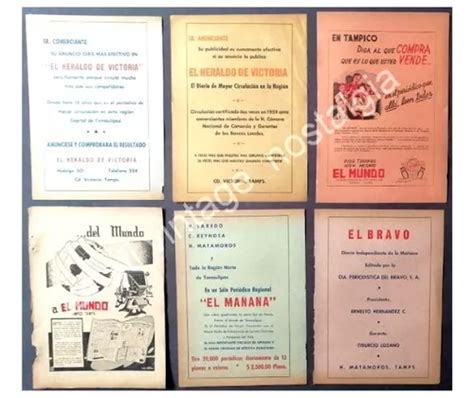 Cartel Retro Set De 6 S Periodicos De Coahuila Años 50s 60s Cuotas