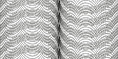 Wavy Background Of Lines Monochrome Dynamic Surface With Effect Of Optical Illusion Stock