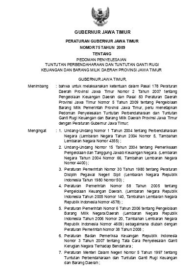 GUBERNUR JAWA TIMUR PERATURAN GUBERNUR JAWA TIMUR NOMOR TAHUN