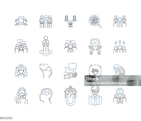 인력 컨설팅 라인 아이콘 모음입니다 재능 채용 직원 다양성 포용성 참여 보상 벡터 및 선형 그림 경력 승계 개발 개요 표지판 세트 아이콘에 대한 스톡 벡터 아트 및 기타