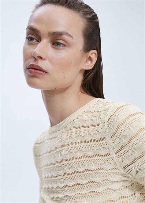 Openwork Knit Sweater Women Mango United Kingdom