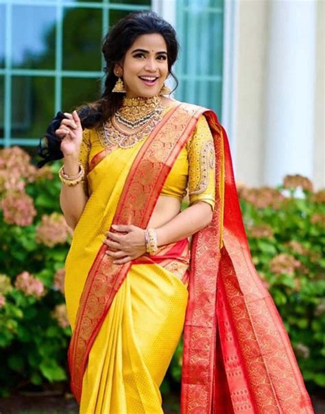 Yellow And Red Soft Silk Jacquard Border Saree Sareewave