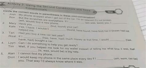 Activity Using The Second Conditionals And Studyx