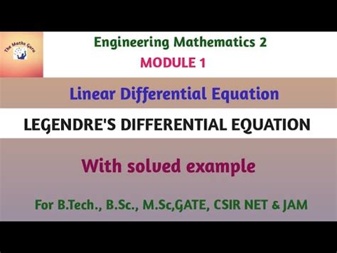 Legendre S Linear Differential Equation YouTube