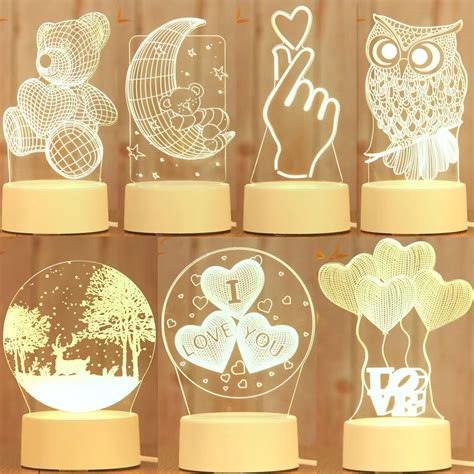 🍅thai 66🥜3dโคมไฟอะคริลิค Led ตกแต่งห้องนอน โคมไฟตั้งโต๊ะเล็ก ๆ 3 มิติ Usbไฟกลางคืน ไฟห้องนอน