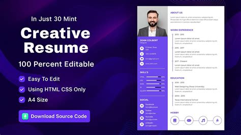 How To Create A Resume Using Html Css Resume Design Cv Design Youtube