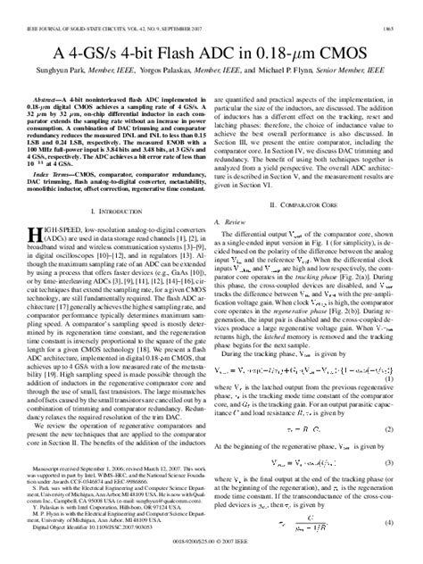 Pdf A 4gss 4 Bit Flash Adc In 018 μm Cmos